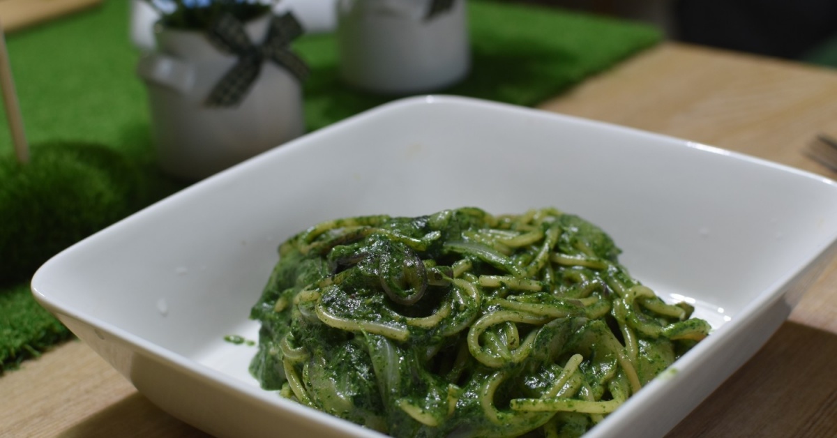 Healthy and delicious Shrek pasta