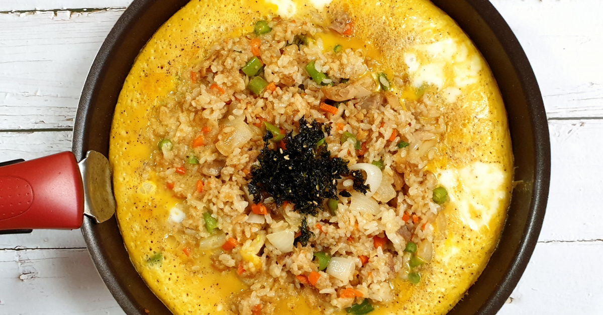Chicken Fried Rice Recipe - Steamed eggs with flying fish roe is