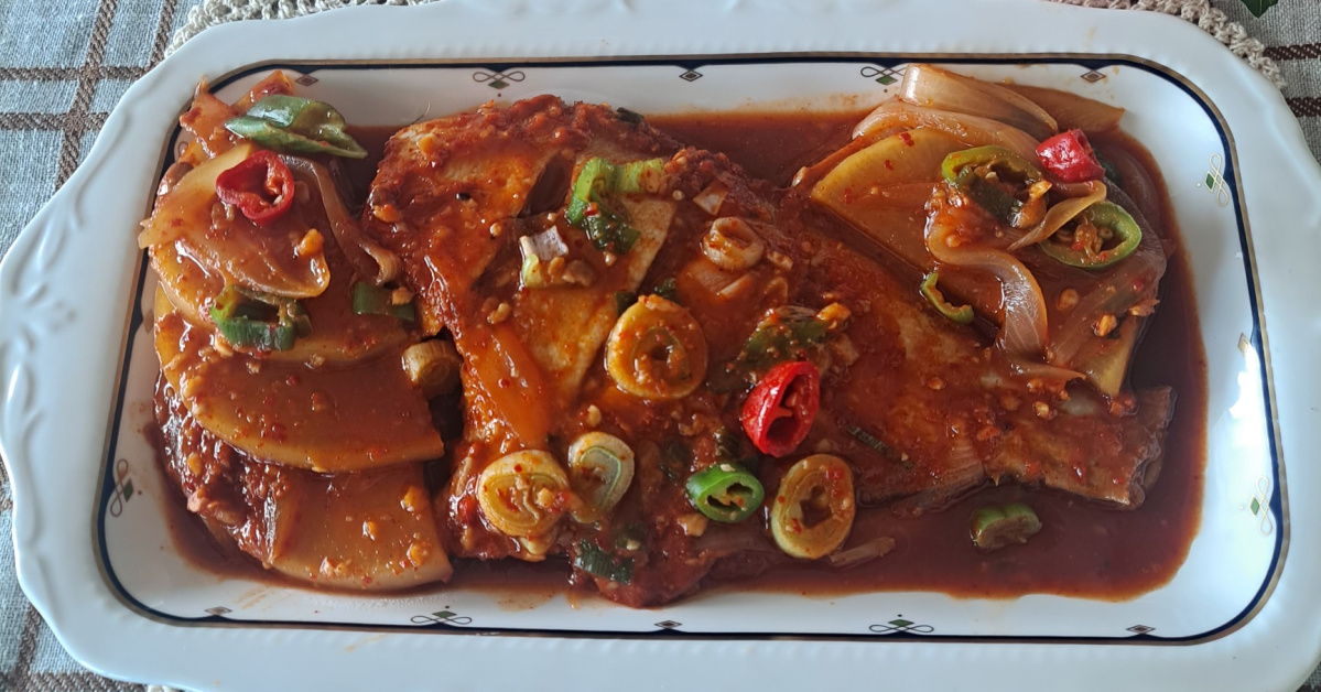 가자미조림, 가자미 무 조림